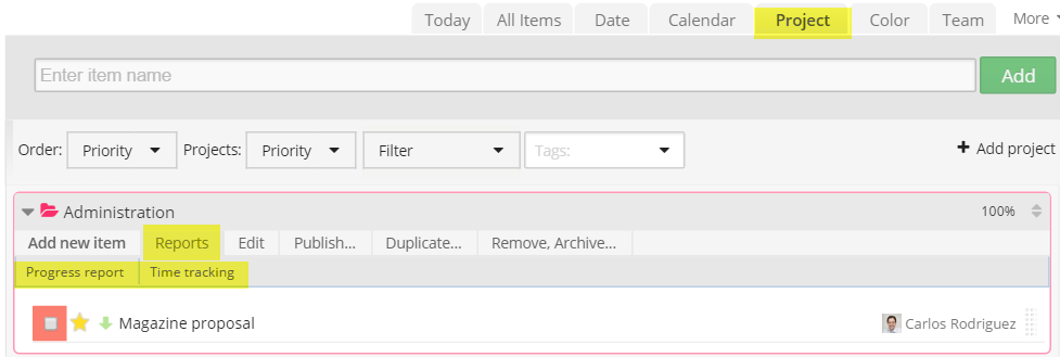 Generating Reports for a Single Project - Reports and Printing - Hitask ...